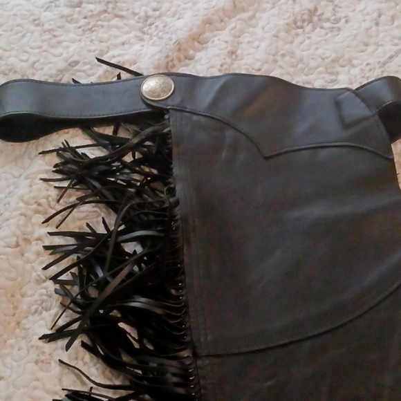 Us chaps& saddlebags | Other | Mens Uschapsaddlebag Black Leather Chaps With Side Fringe ...